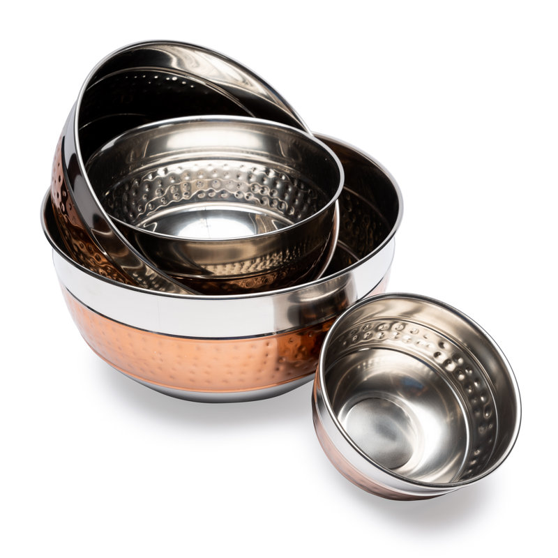Lexi Home Food Prep 4-Piece Premium Two Tone Stainless Steel Hammered ... Lexi Home Food Prep 4-Piece Premium Two Tone Stainless Steel Hammered ...